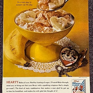 1960s Frosted Flakes Advertisement Prints: Retro Breakfast Nook Decor ...