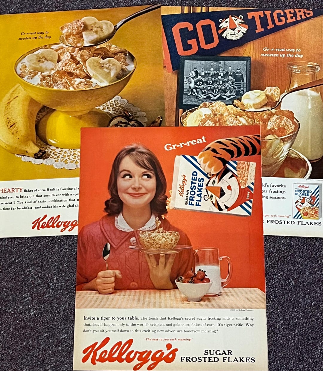 1960s Frosted Flakes Advertisement Prints: Retro Breakfast Nook Decor ...