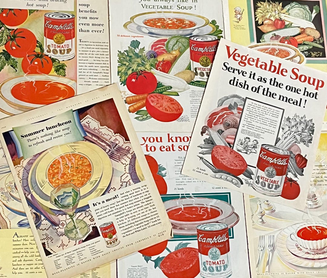 Vintage Campbell's Soup Ads: 1920s-30s Kitchen Art Prints - Etsy