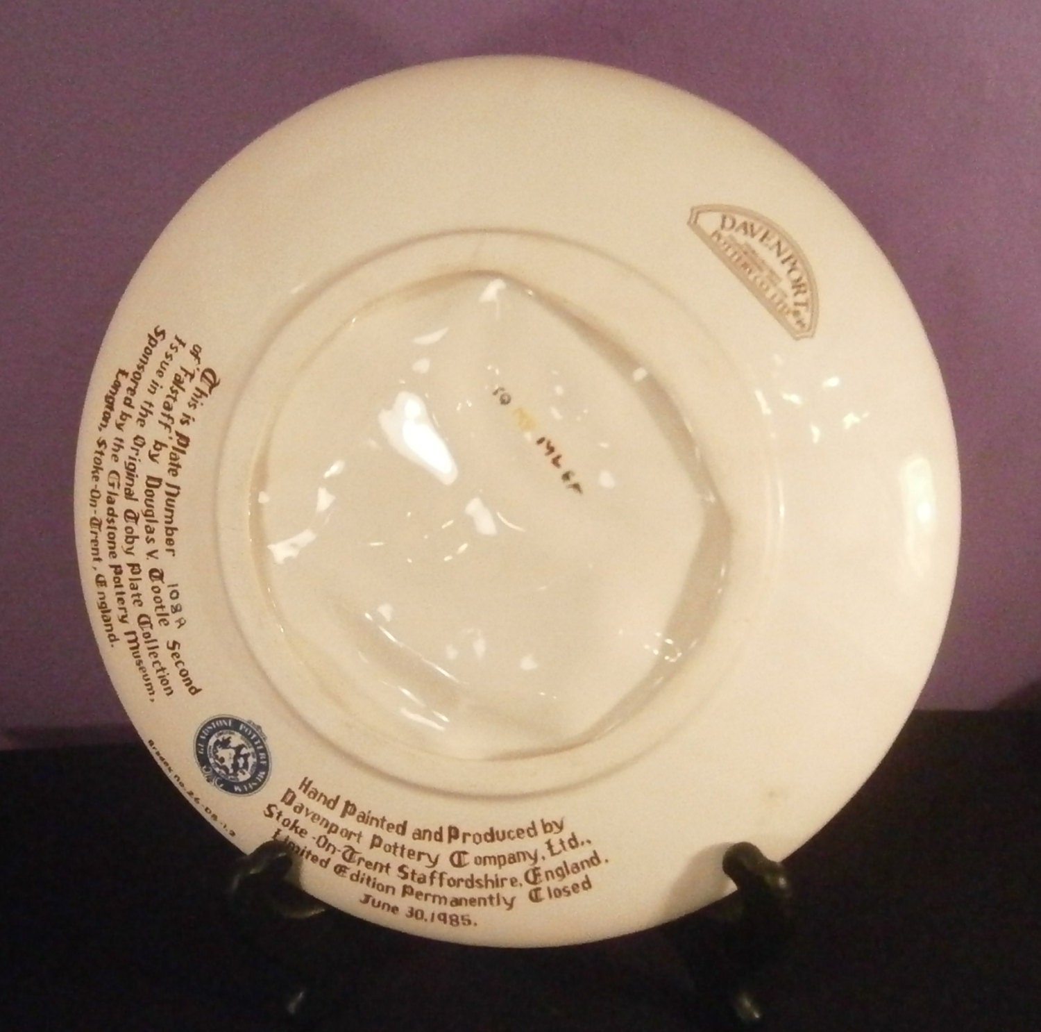 Falstaff Toby Plate Davenport Pottery Staffordshire England - Etsy