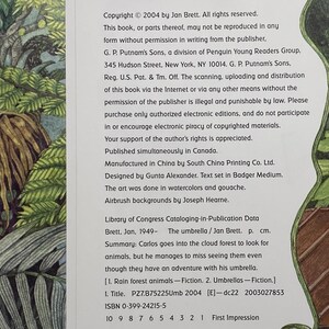 The Umbrella, by Jan Brett, 2004 HC, G P Putnam's Sons , First Edition ...