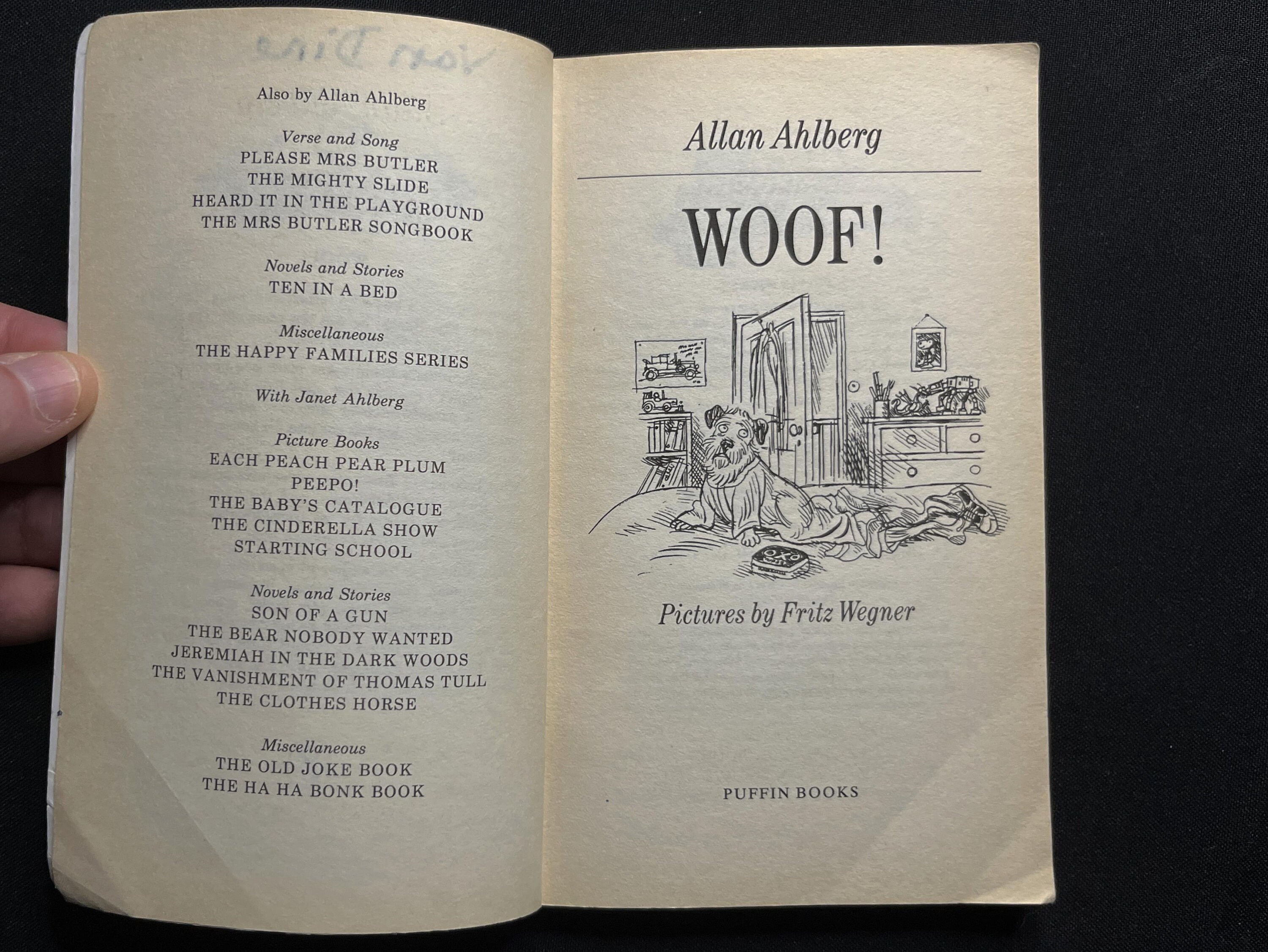 Woof!, by Allan Ahlberg, Illust by Fritz Wegner, 1986 SC, Puffin Books ...