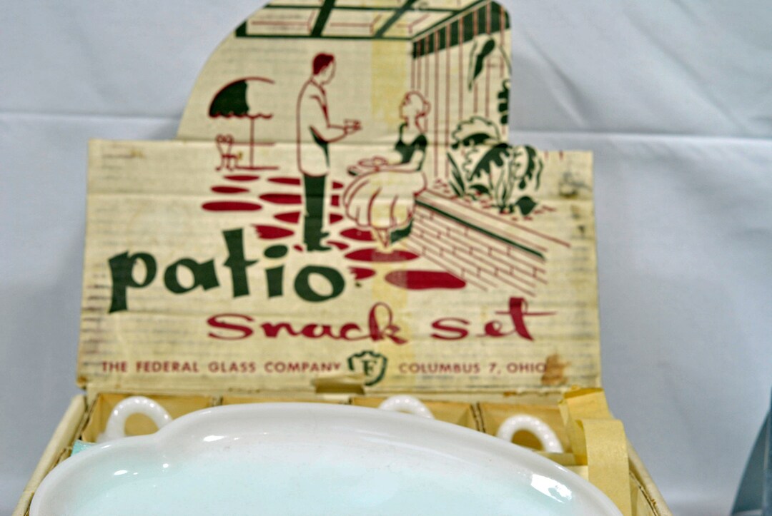 Vintage Patio Snack Set by Federal Glass Company - Etsy