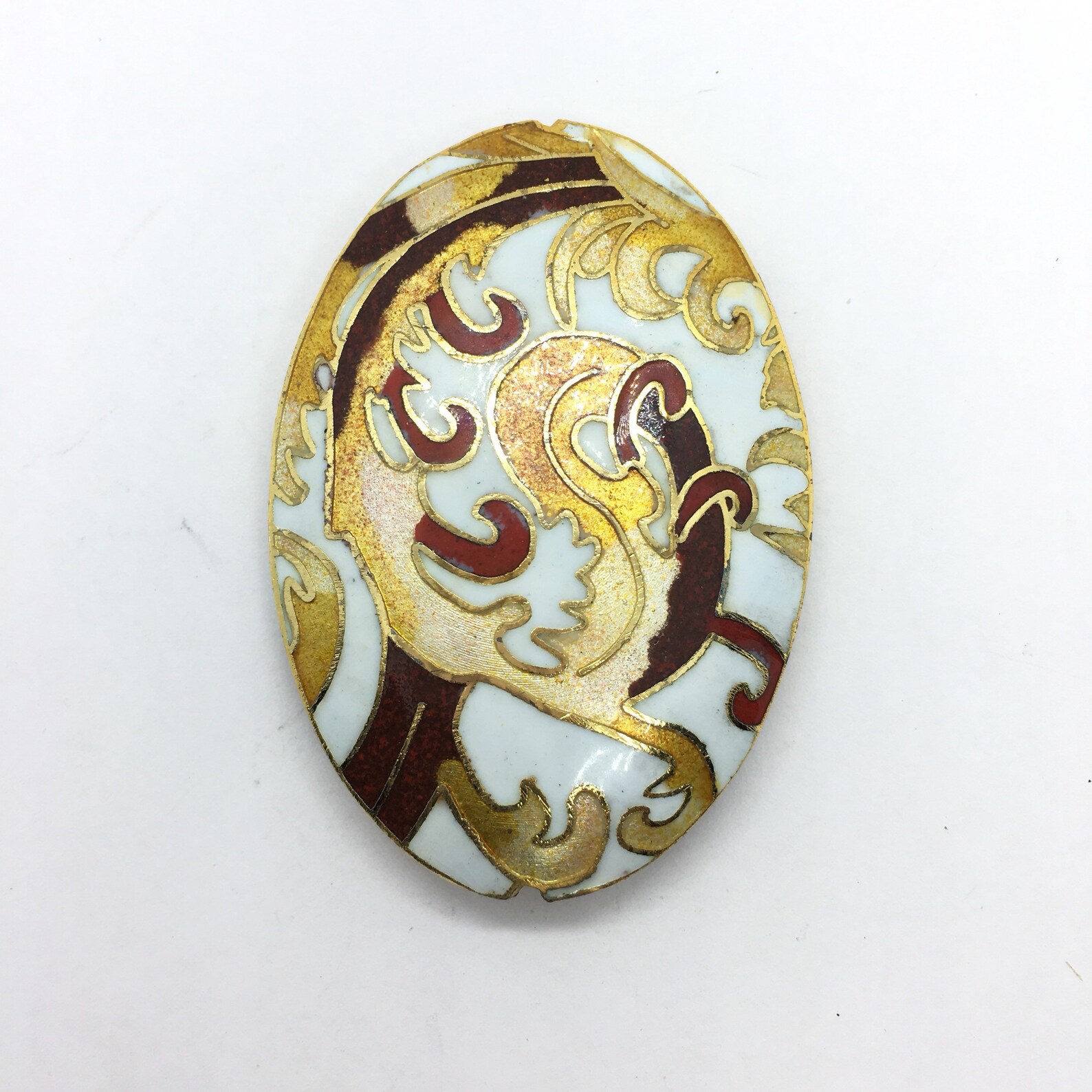 One Vintage Enamel Cloisonne Dragon Oval Bead - Etsy