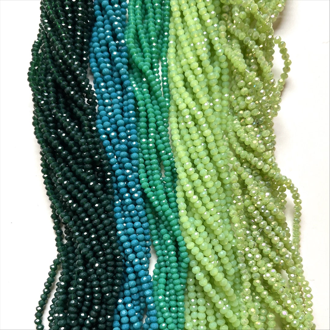 One or Ten Tiny Crystal 2x3mm Roundel Green Shade/150 Pc per Strand - Etsy