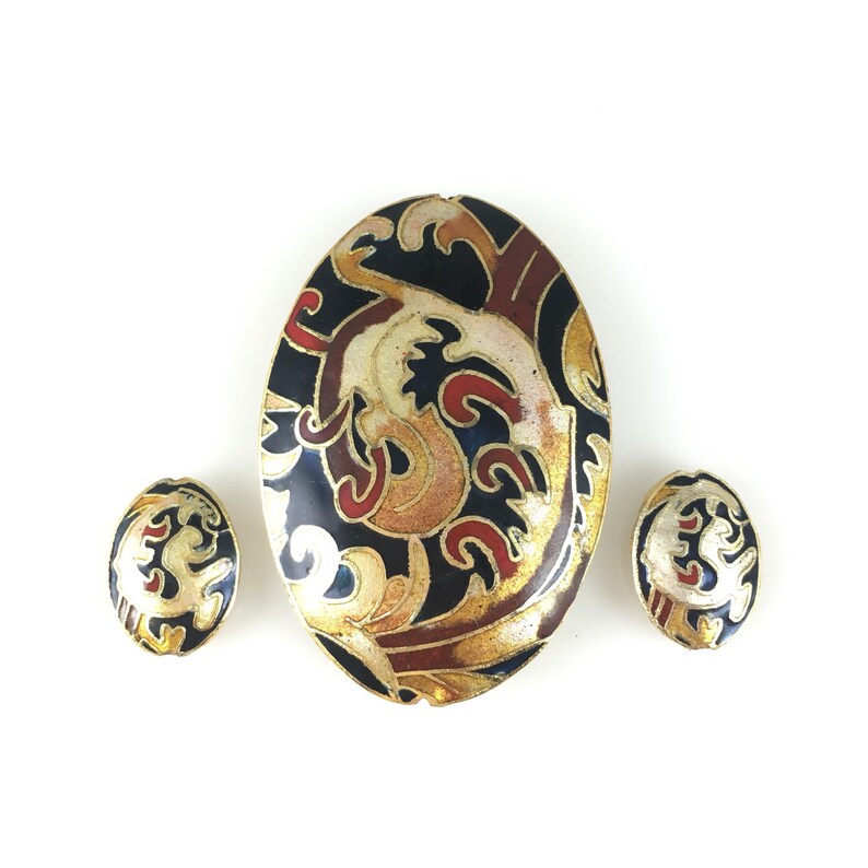 Three of Match Vintage Enamel Cloisonne Dragon Oval Beads - Etsy