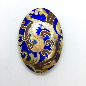 One Vintage Enamel Cloisonne Dragon Oval Bead - Etsy