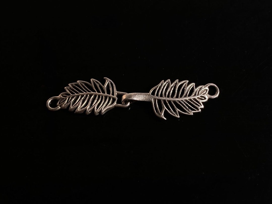 One Sterling Silver Leaf Feather Clasp Hook Clasp 49x11mmx - Etsy