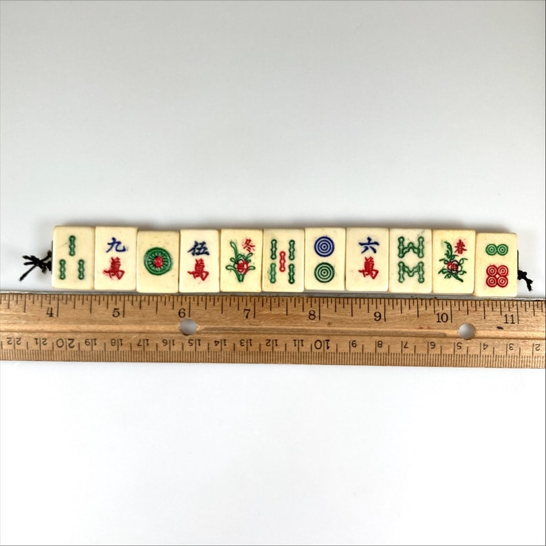 One Strand Carved Bone Mahjong Tiles/two Holes;one Side Design - Etsy