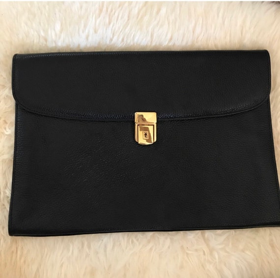 RARE Scully & Scully black 100% Leather oversized Env… - Gem