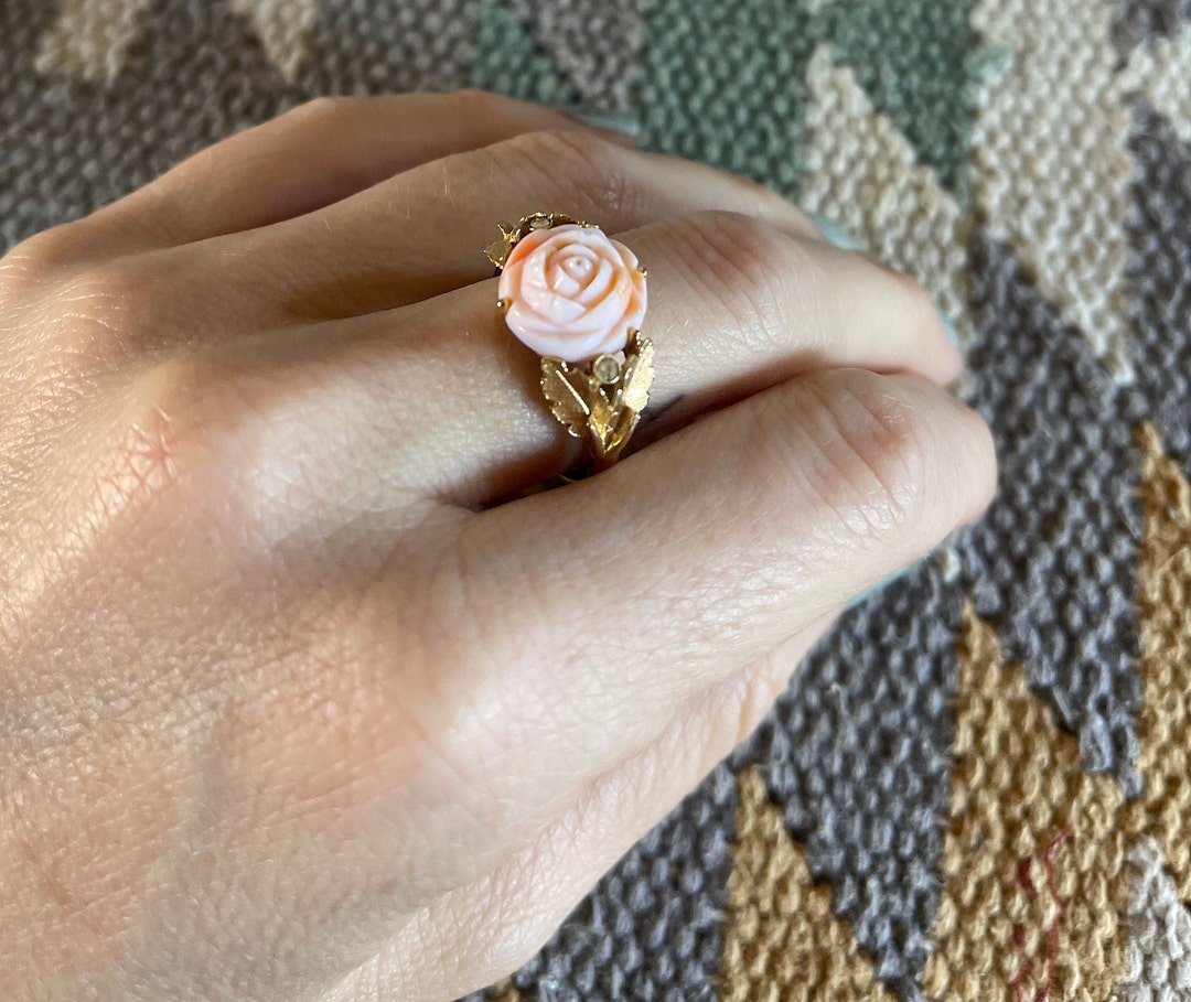 Vintage AVON serena Rose Carved Pale Pink Enamel Rose Side - Etsy