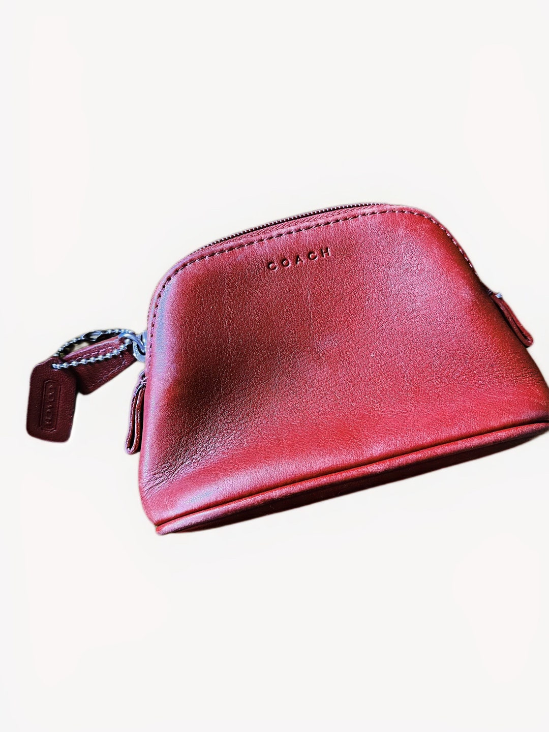 RARE Vintage Coach Red Leather Coin Purse Cosmetic Bag 90s - Etsy