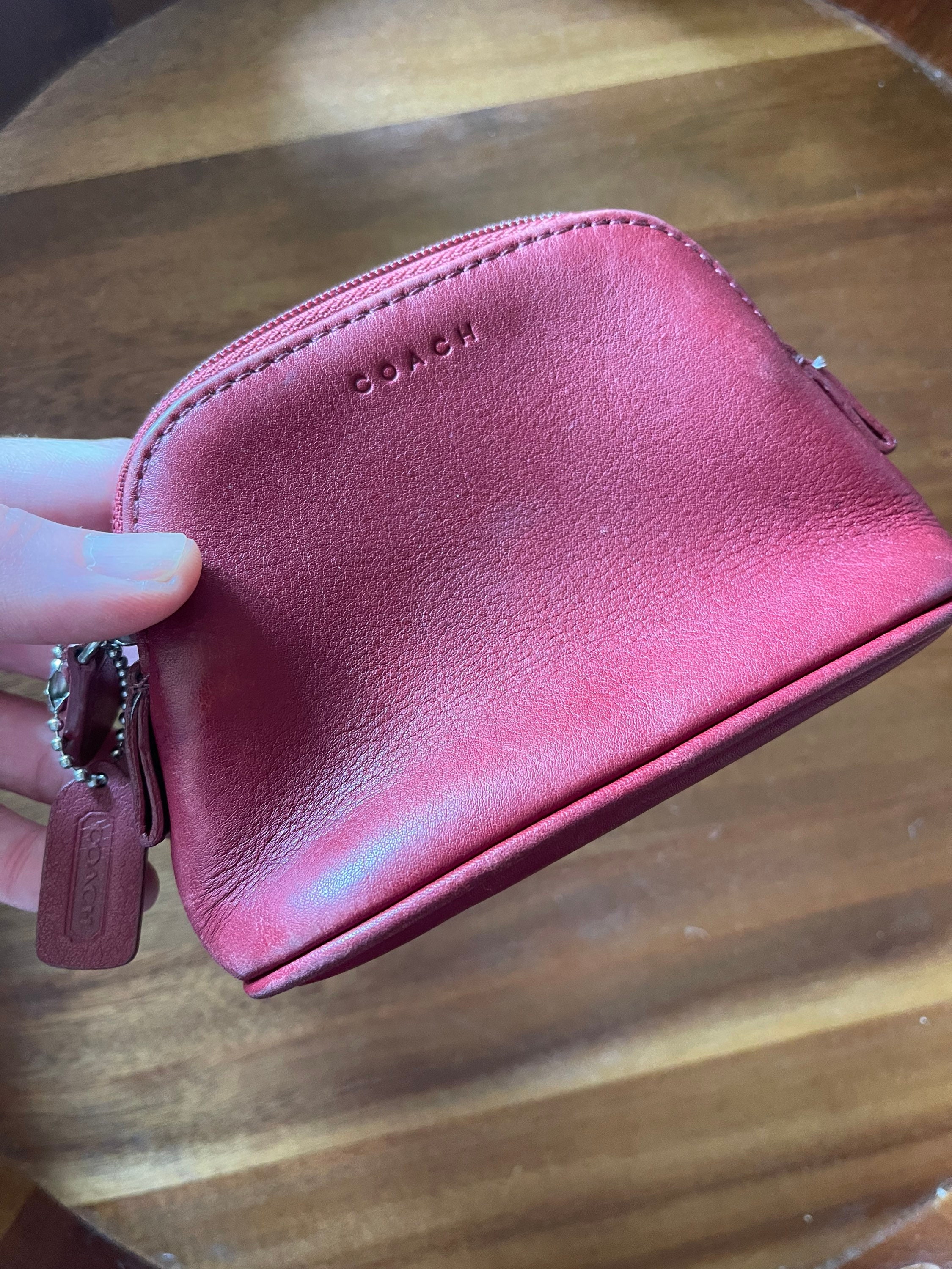 RARE Vintage Coach Red Leather Coin Purse Cosmetic Bag 90s - Etsy