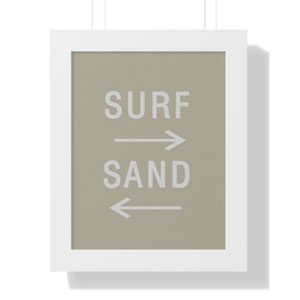 Surf Sand Directional Sign Sea Posters Coastal Wall Art Minimalist ...