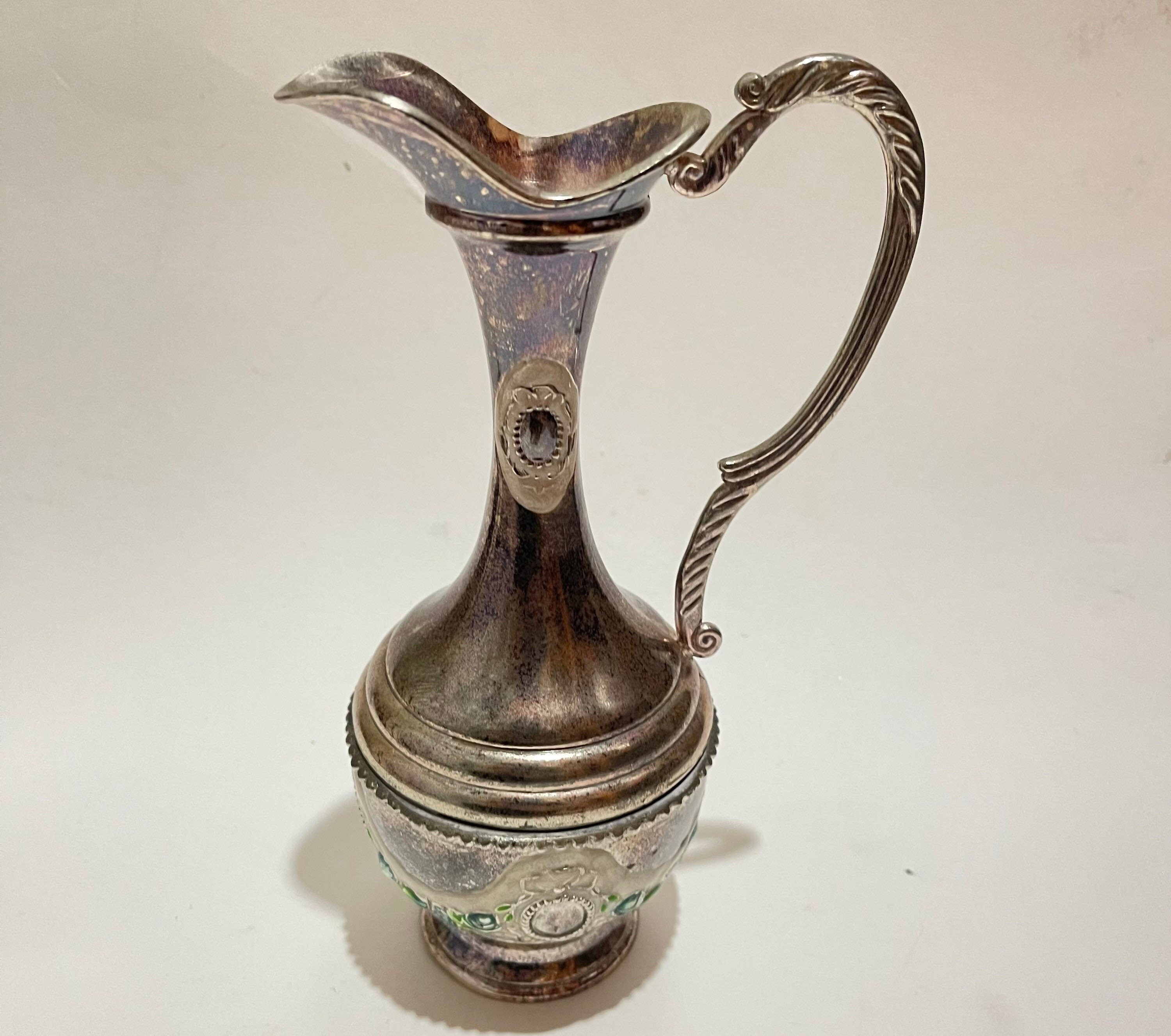 Vintage Collectible Silver Accented Abstract Jug European 9 - Etsy