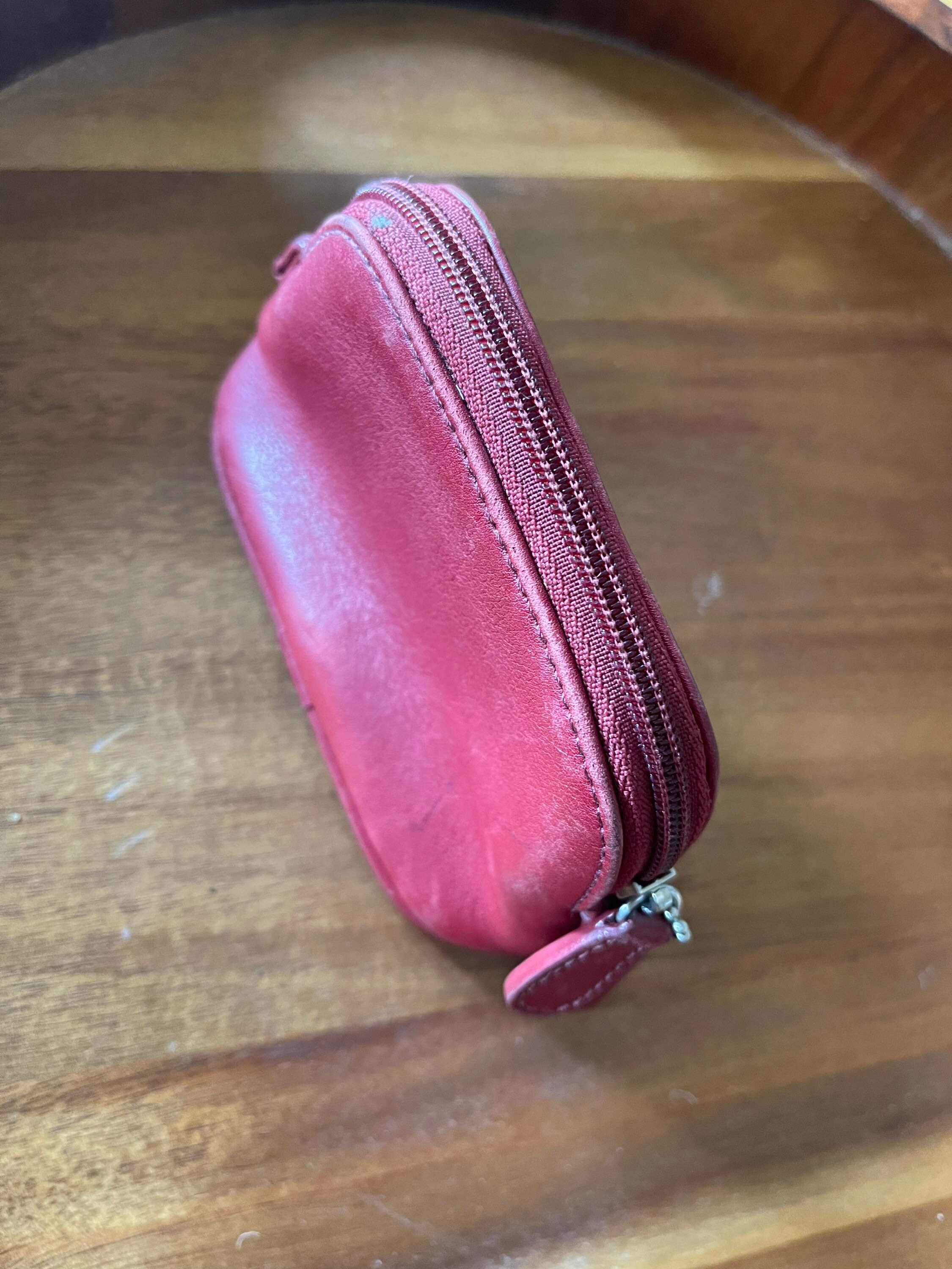 RARE Vintage Coach Red Leather Coin Purse Cosmetic Bag 90s - Etsy