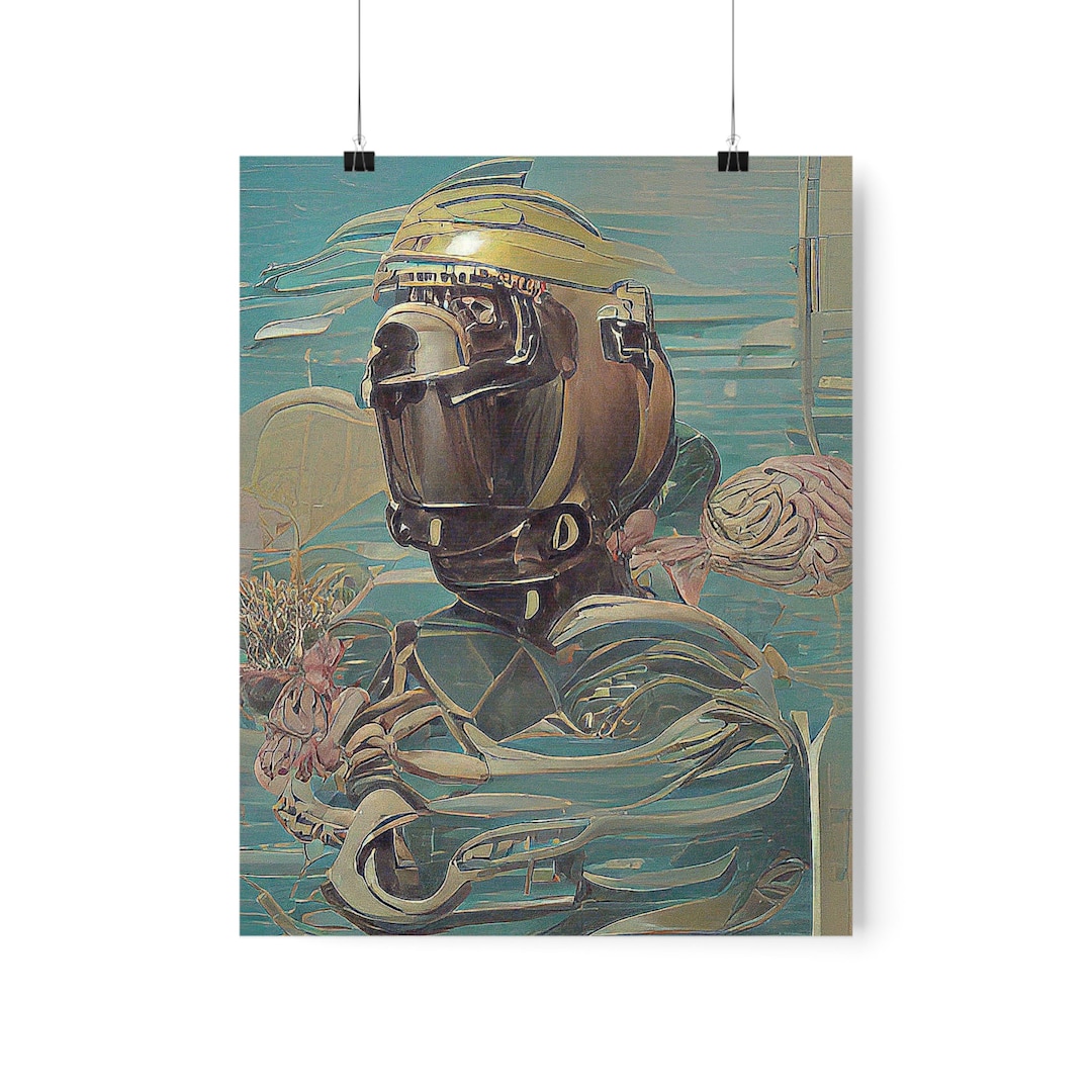 Abstract Scuba Diver Mask Swimmer Premium Matte Vertical Poster Print ...