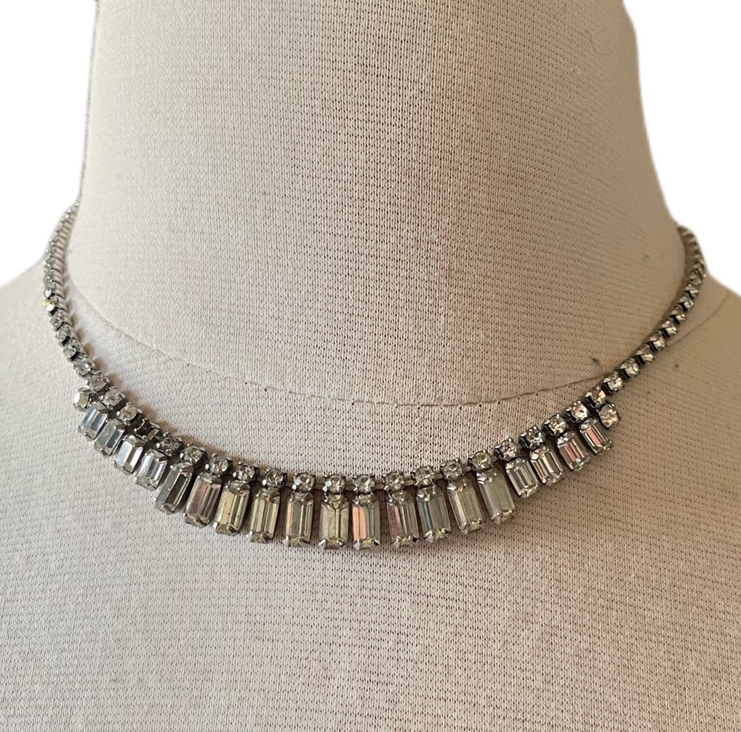 Vintage Albert Weiss Rhinestone Necklace 1950s Crystal Necklace 15 ...
