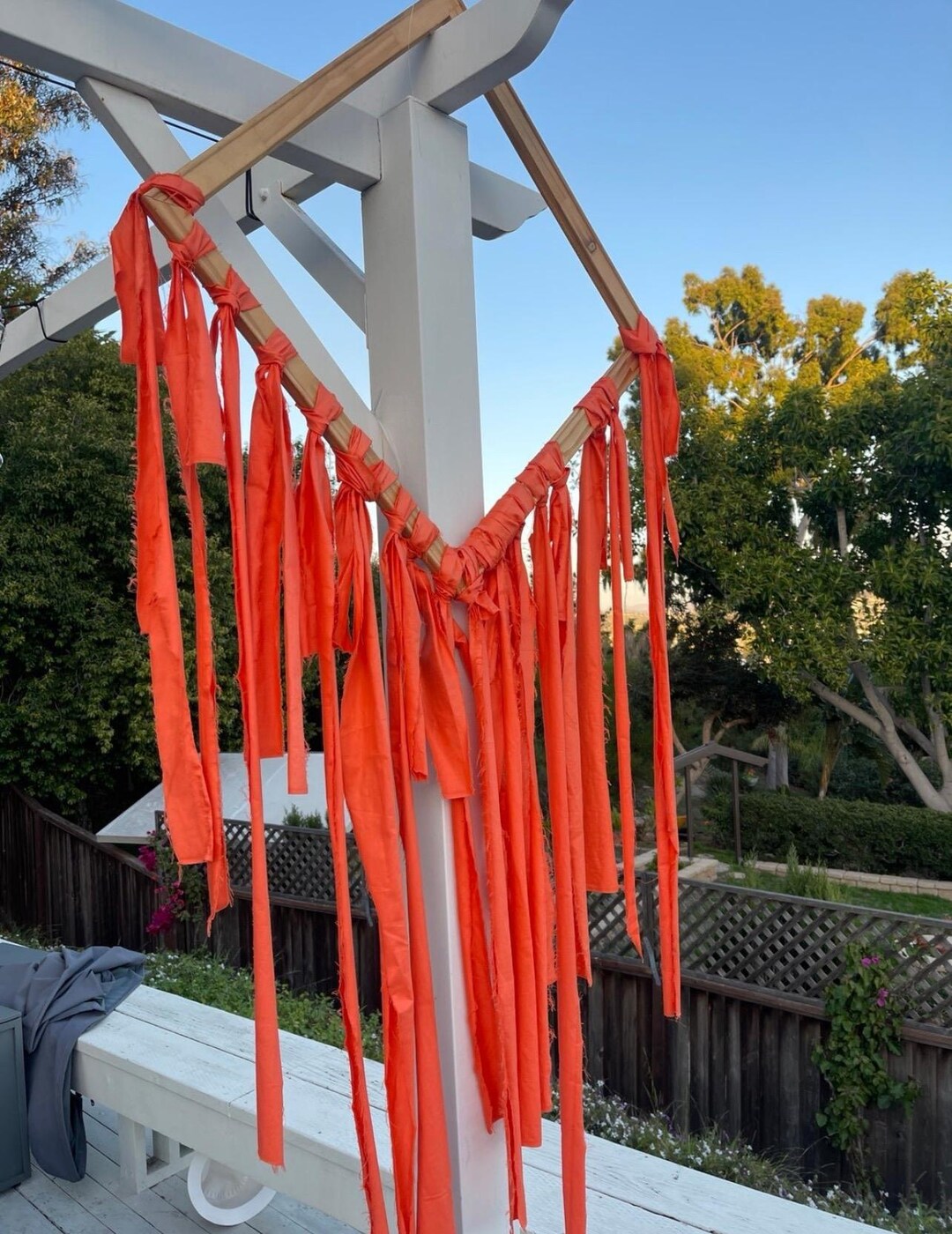 Large Orange Fabric Draped Wooden Sign Dreamcatcher Event Decor Wall ...