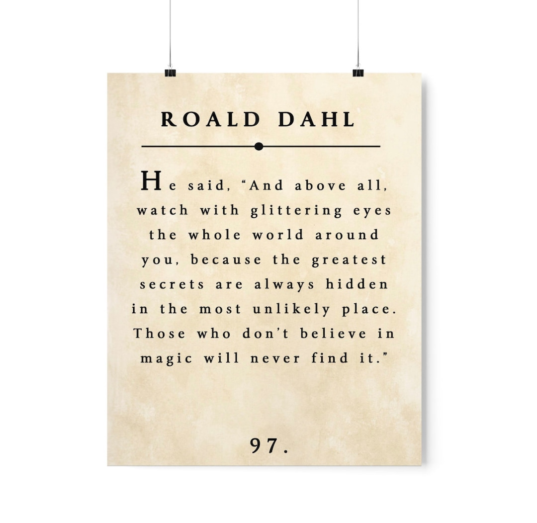Roald Dahl Digital Print Instant Download With Distressed Old Book Page ...