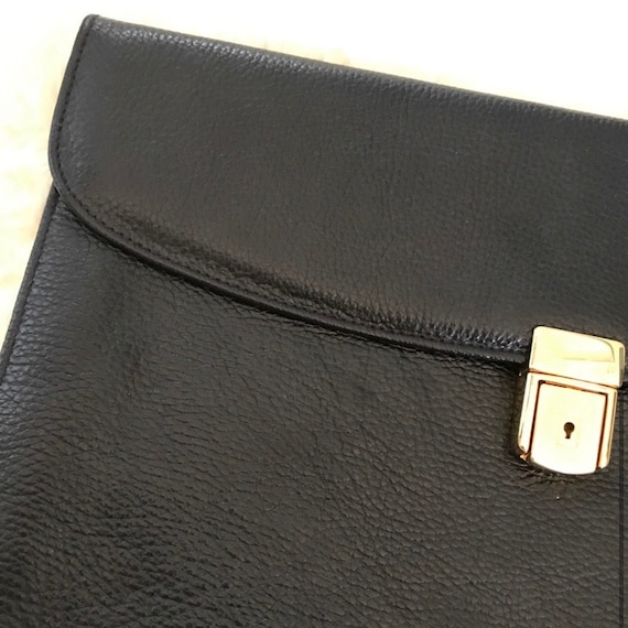 RARE Scully & Scully black 100% Leather oversized Env… - Gem