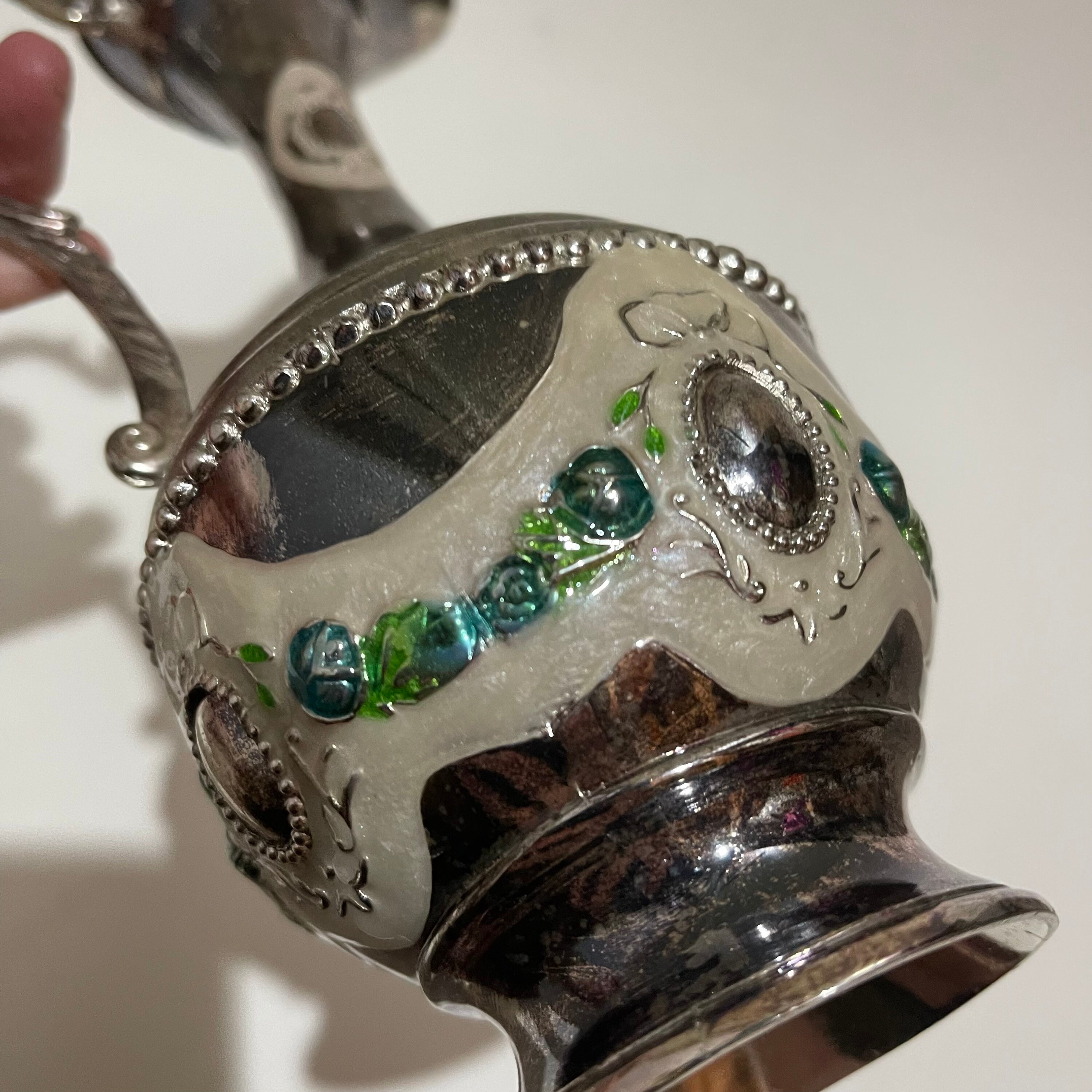 Vintage Collectible Silver Accented Abstract Jug European 9 - Etsy