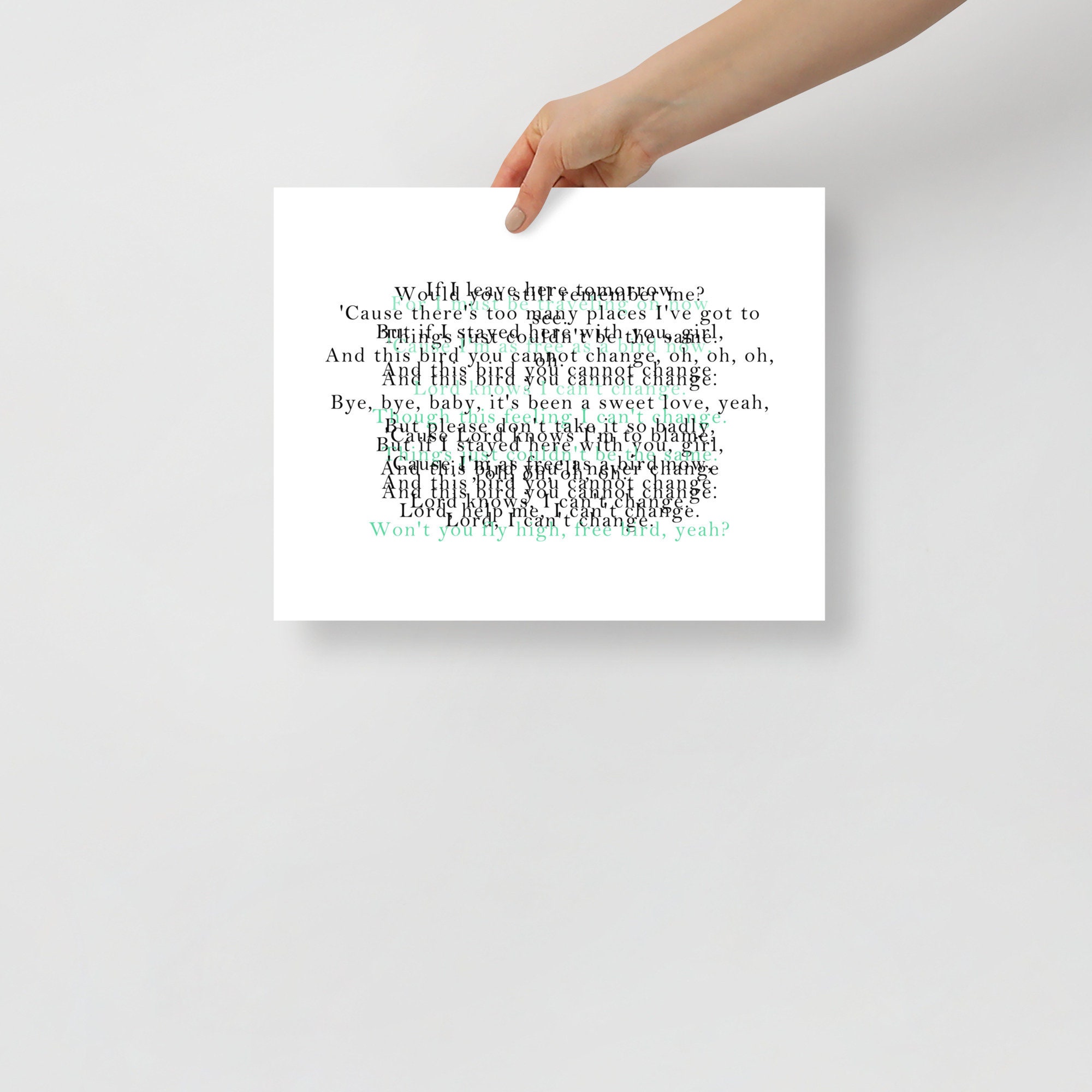 Freebird Lynyrd Skynyrd Rock Band Jumbled Lyrics Quote Music Poster ...