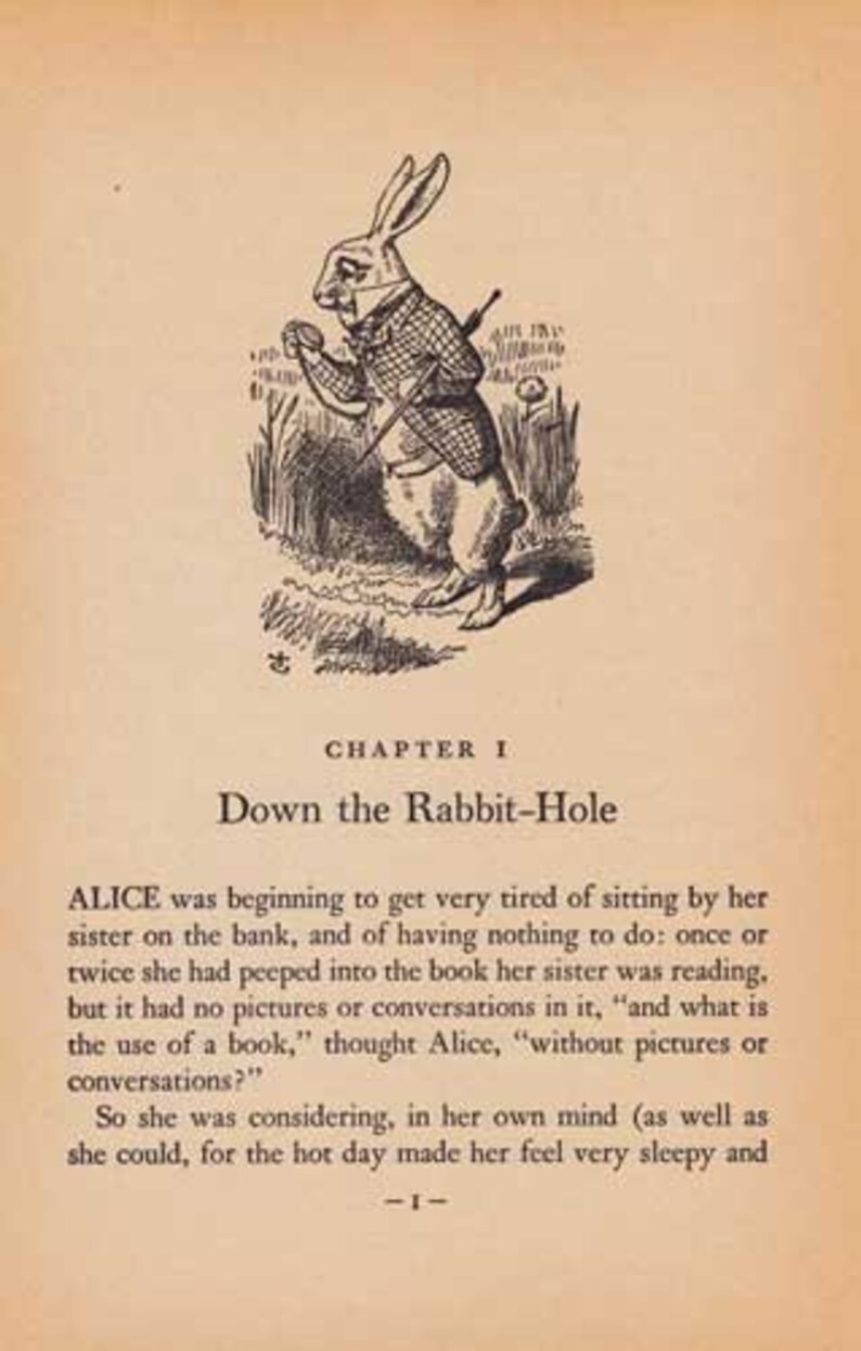 Digital File ALICE in WONDERLAND PRINT 01 White Rabbit Book - Etsy
