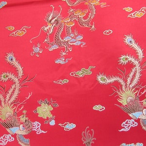 Chinese Style Dragon Pattern Satin Brocade Jacquard, Vintage Clothing ...