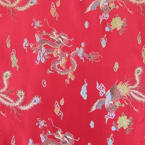 Chinese Style Dragon Pattern Satin Brocade Jacquard, Vintage Clothing ...