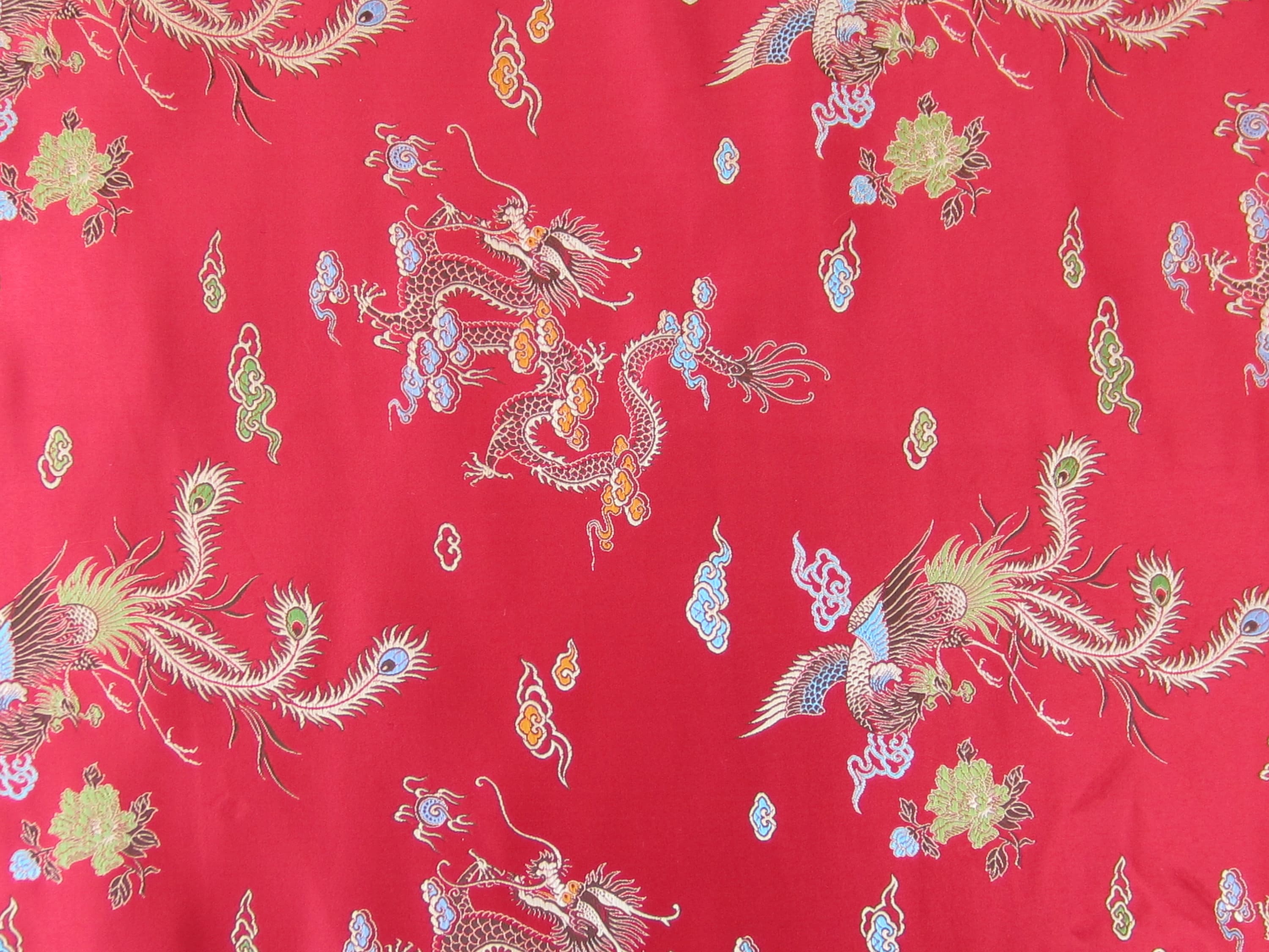 Chinese Style Dragon Pattern Satin Brocade Jacquard, Vintage Clothing ...