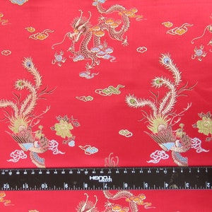 Chinese Style Dragon Pattern Satin Brocade Jacquard, Vintage Clothing ...