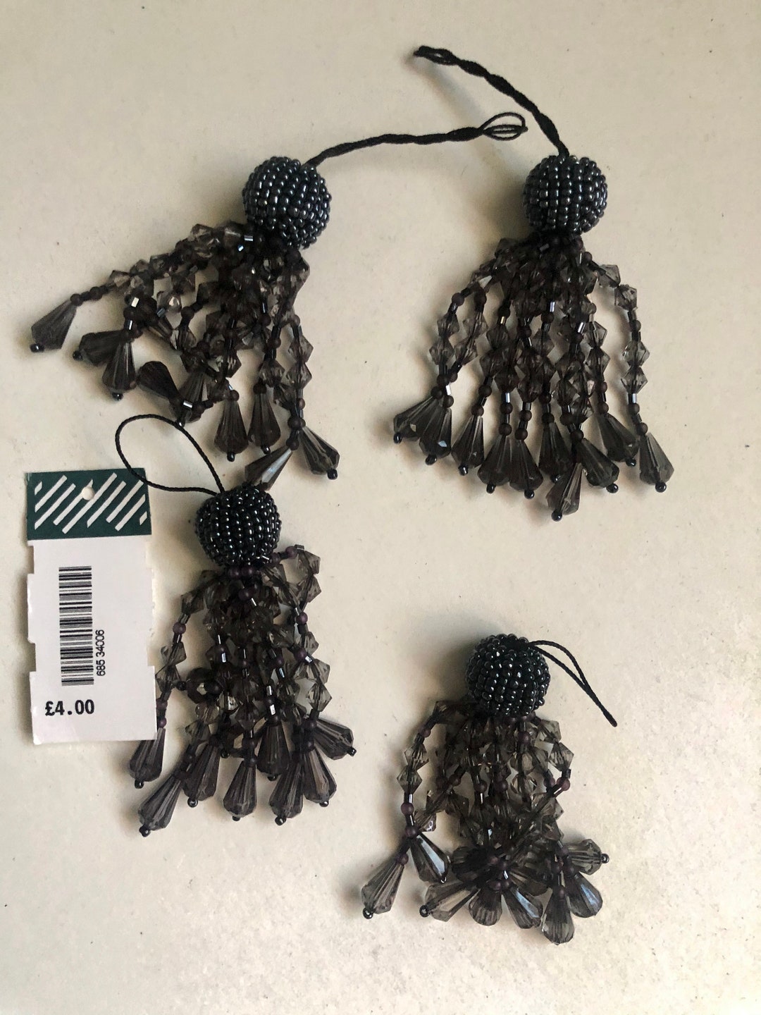 Set of 4-handcrafted Smoke Beaded Tassels - Etsy