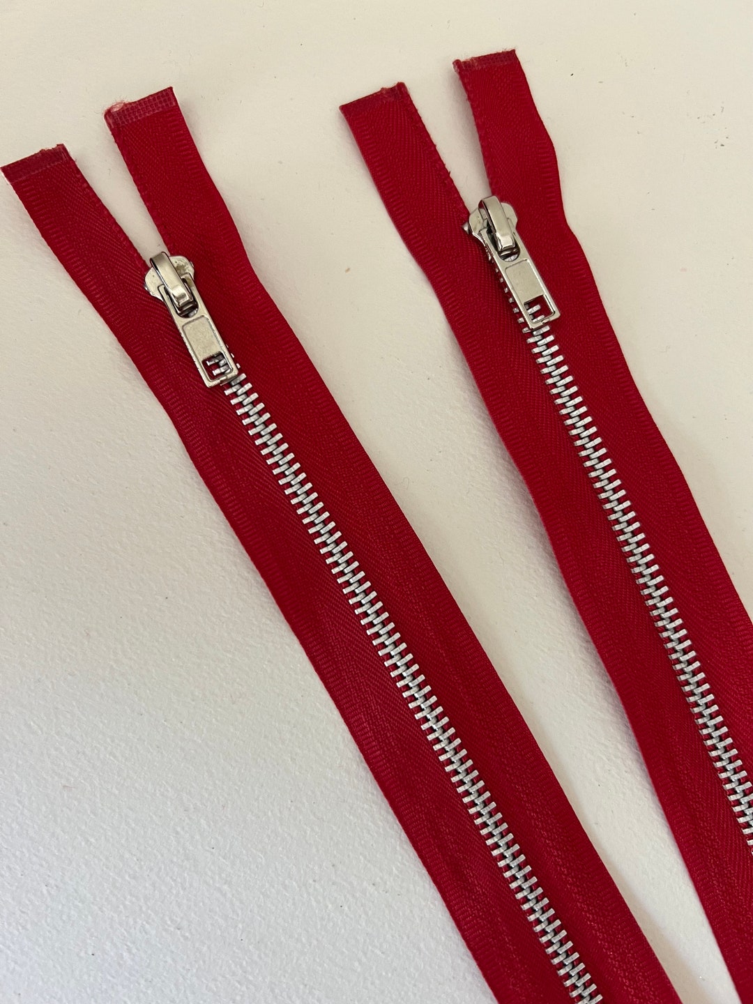 Set of 2, Red 22” Aluminium Metal Heavy Duty Jacket Zippers, Separating ...