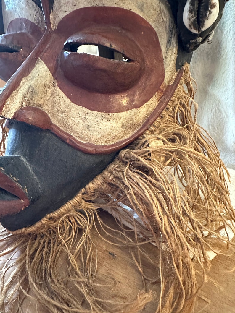 Beautiful Liberian Dan Mask With Cowries and Rope Beard - Etsy
