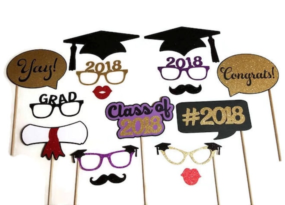 Graduation Photo Booth Props Graduation Party 16 Piece Set | Etsy