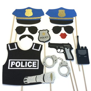 Photo Booth Props Police Themed Photo Booth Props With Glitter - Etsy
