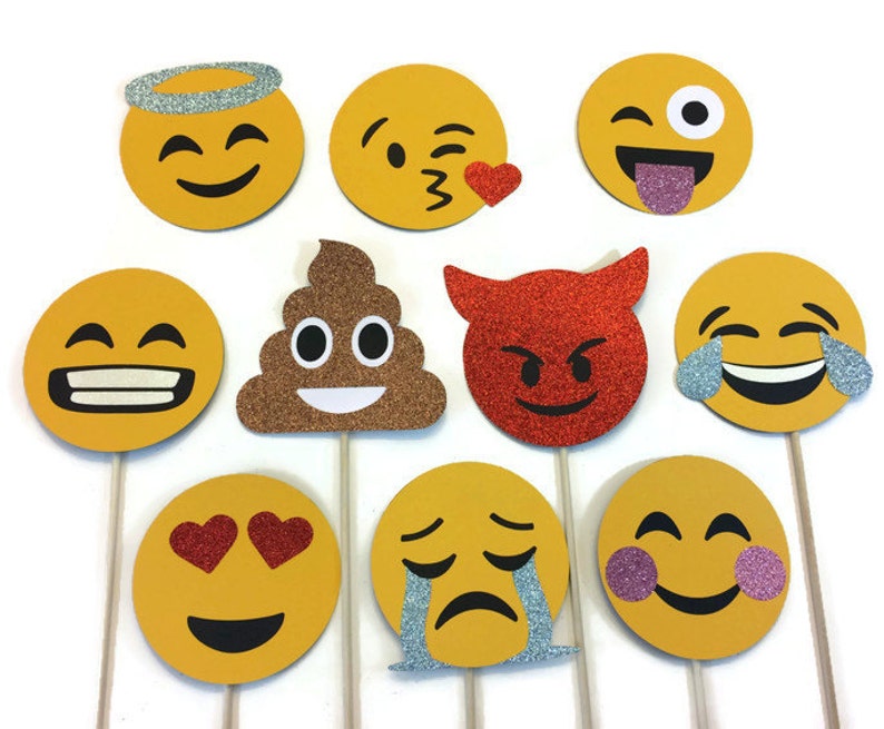 Emoji Photo Booth Props 10pc Photo Booth Prop Set With - Etsy