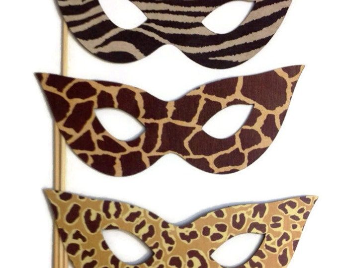 Photo Booth Props - 3 Piece Masquerade Masks - Safari Themed - Etsy