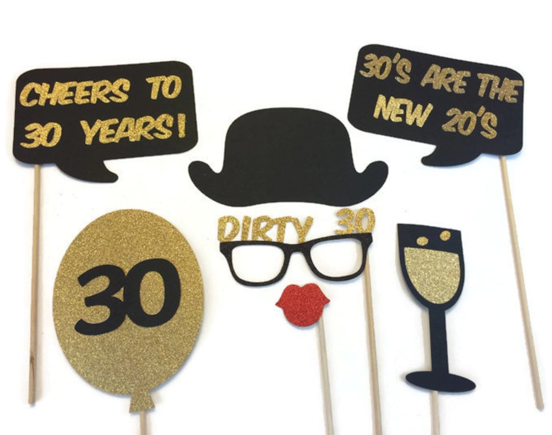 Photo Booth Props Dirty 30 Birthday 30th Birthday 7 Piece Birthday ...