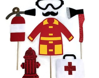 Printable Fireman Photo Booth Props: FIREMAN PARTY