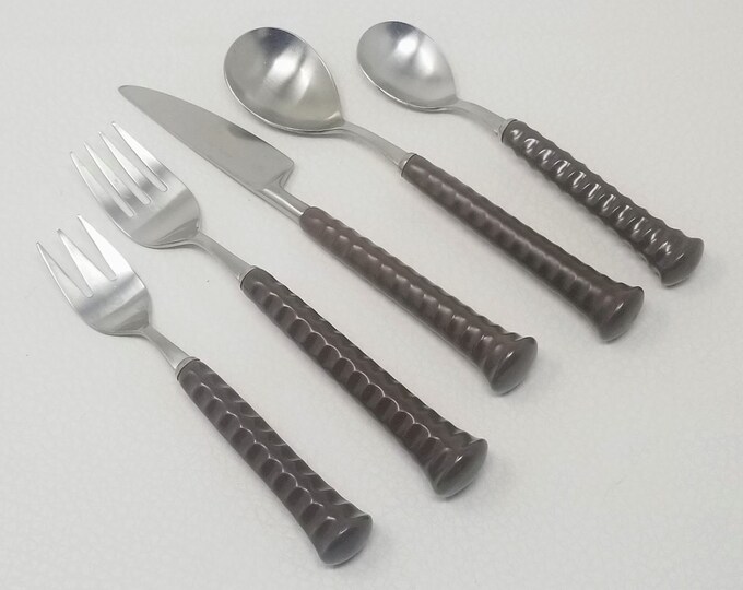 MCM 18/8 Noritake Japan Primastone Iron Brown Flatware Five Piece Place ... MCM 18/8 Noritake Japan Primastone Iron Brown Flatware Five Piece Place ...