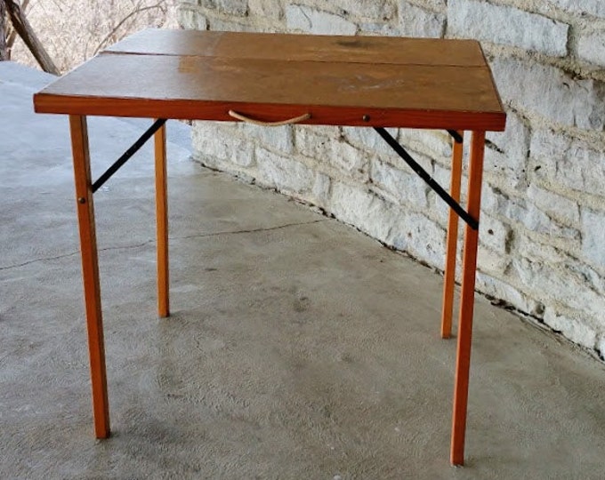 Vintage Wood Folding Table Gold Medal Folding Furniture Co Portable ...