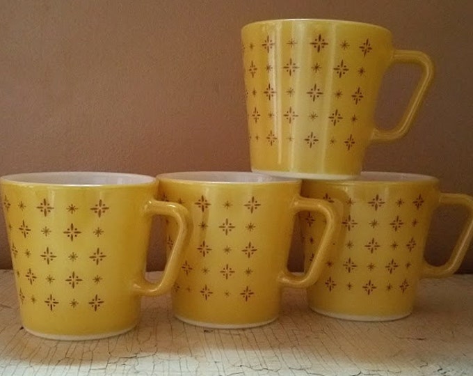 Pyrex Golden Yellow Foulard Mugs Set of Four - Etsy