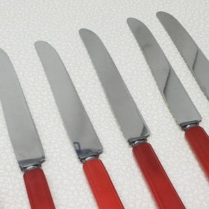 Vintage Art Deco Red Bakelite Knife Set of Six Peerless Stainless - Etsy