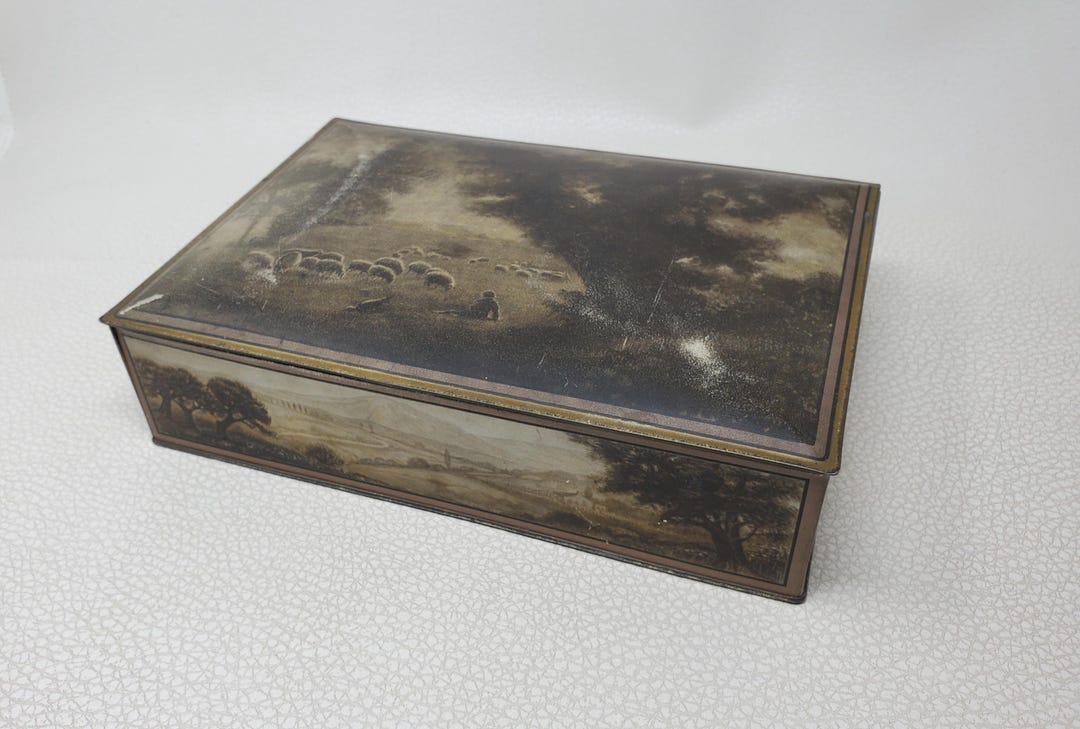 Vintage Uneeda Biscuit Tin: National Biscuit Co. Farm Scene Storage Box ...