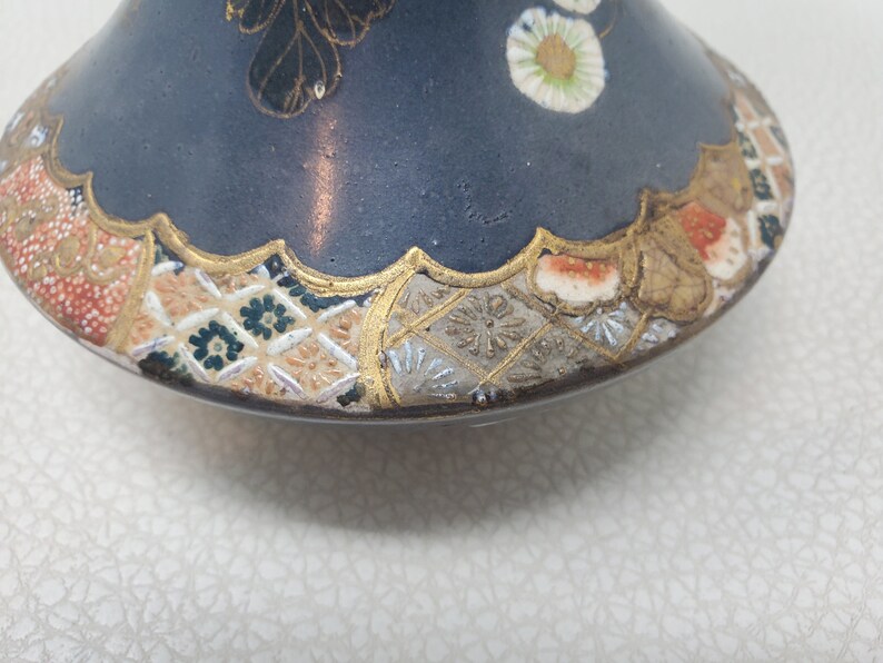Antique Cobalt Blue Satsuma Vase Meiji Period Signed - Etsy