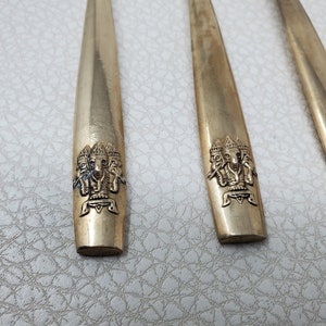 Vintage Siam Bronze Erawan Elephant Pattern Flatware Salad Forks Set of ...
