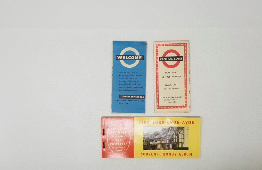 Vintage London Transport Bus Maps Set of Two Plus Strafford Upon Avon ...