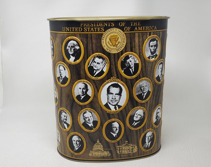 Seventies Presidents of the United States of America Metal Waste Basket ...